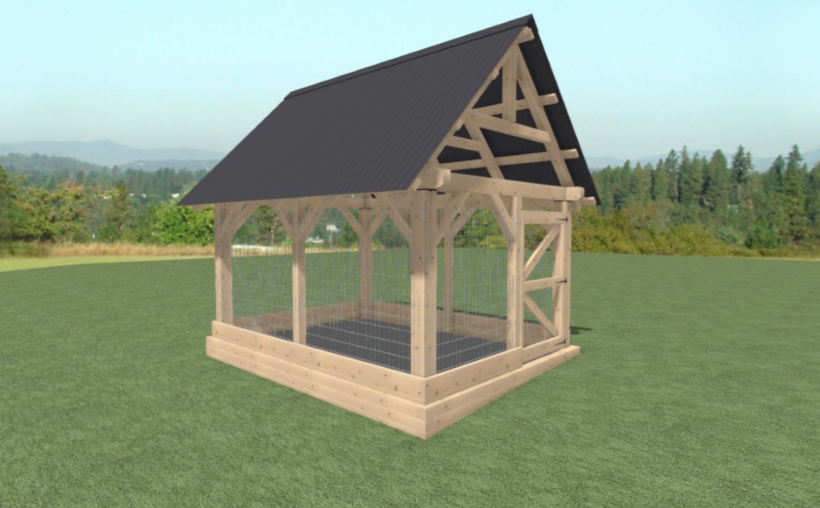 8' X 12' Post and Beam Dog Kennel DIY Building Plans - Downloadable PDF ...
