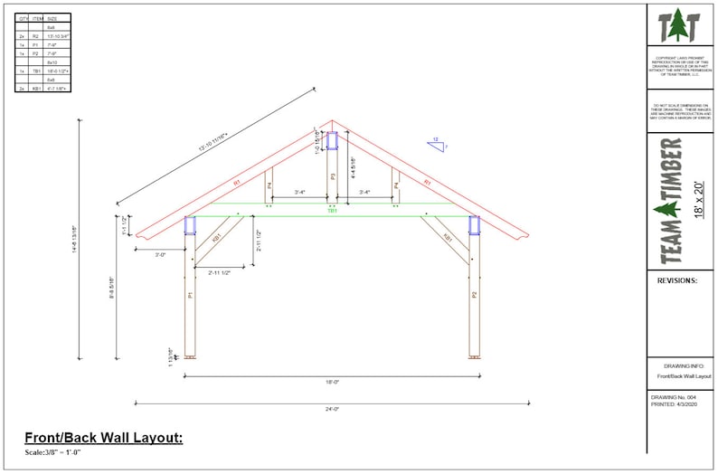 18' X 20' Timber Frame Pavilion Plan Set - Etsy