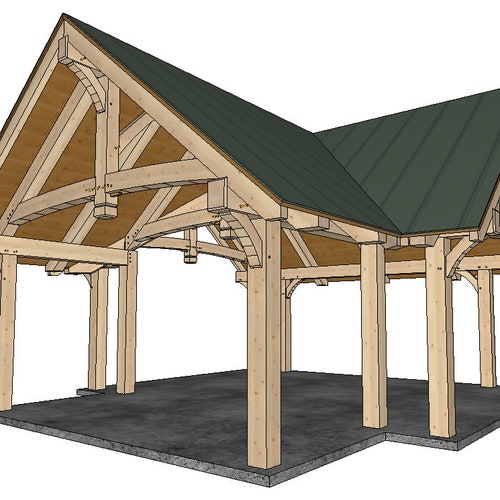 18' X 24' 3 Gable Timber Frame Pavilion | Etsy