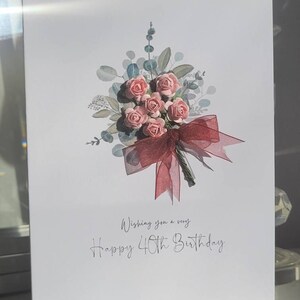 Special Pink Flower Bouquet 40th Birthday Card for Women, 40th Birthday ...