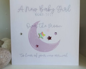 Baby Girl Card Moon - Etsy