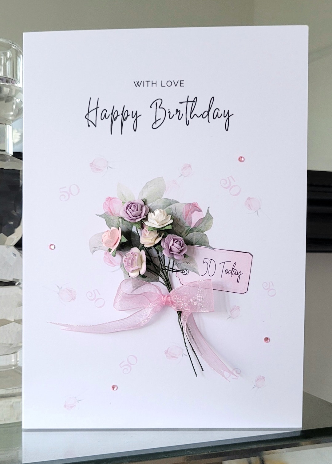 Special 50th Paper Flower Bouquet Birthday Card for Women, 50th ...