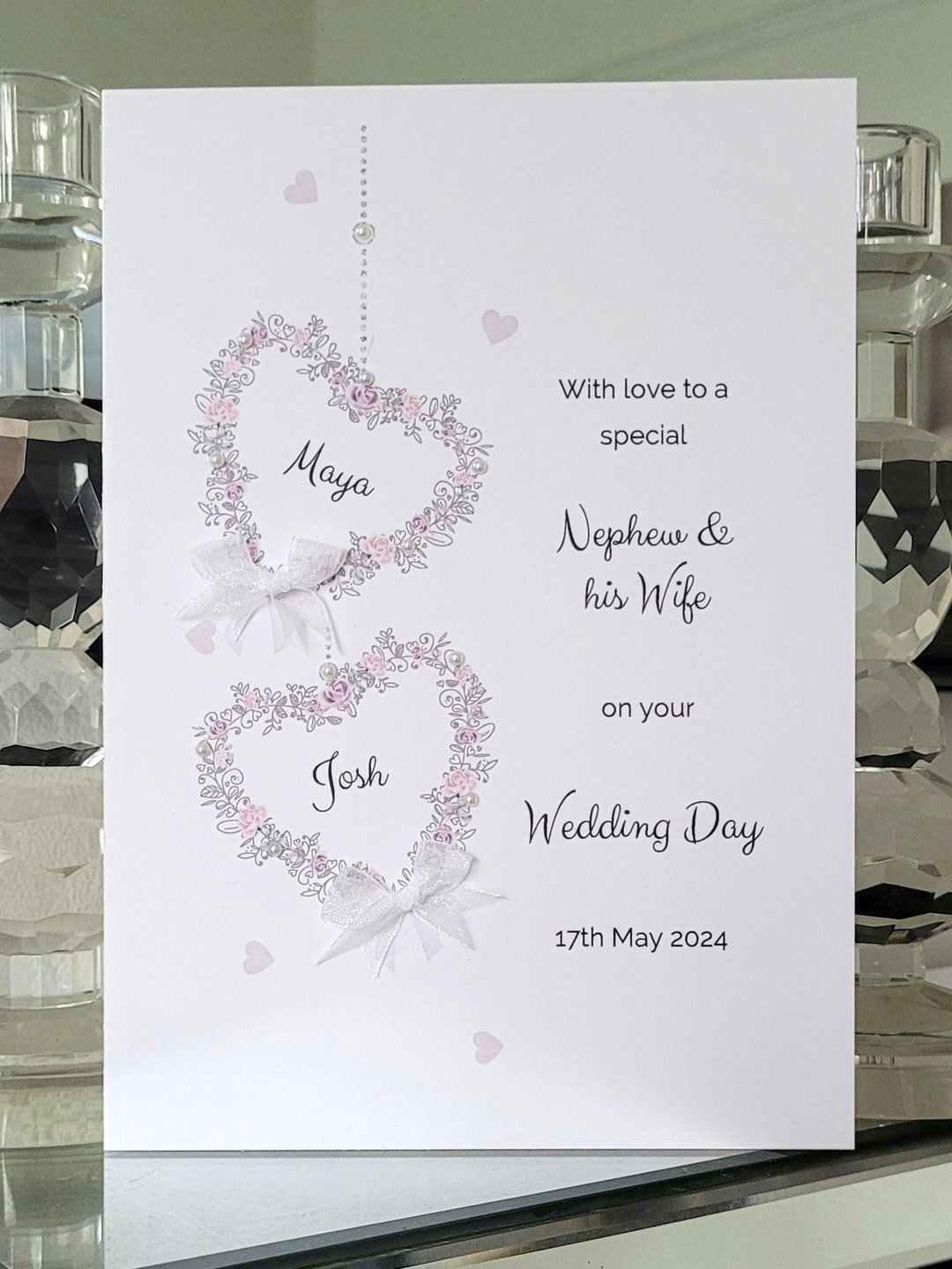 Nephew and His Wife Personalised Wedding Day Card, Butterfly Heart ...