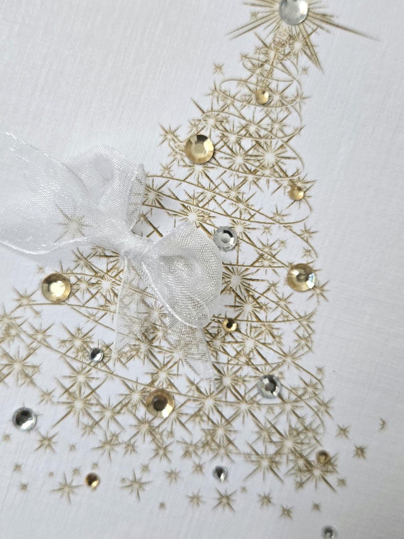 Sparkly Gold Christmas Card, Merry Christmas Card, Christmas Tree Card ...