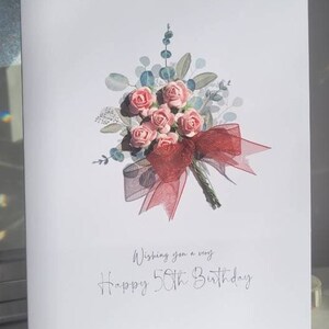 Special Pink Flower Bouquet 50th Birthday Card for Women, 50th Birthday ...