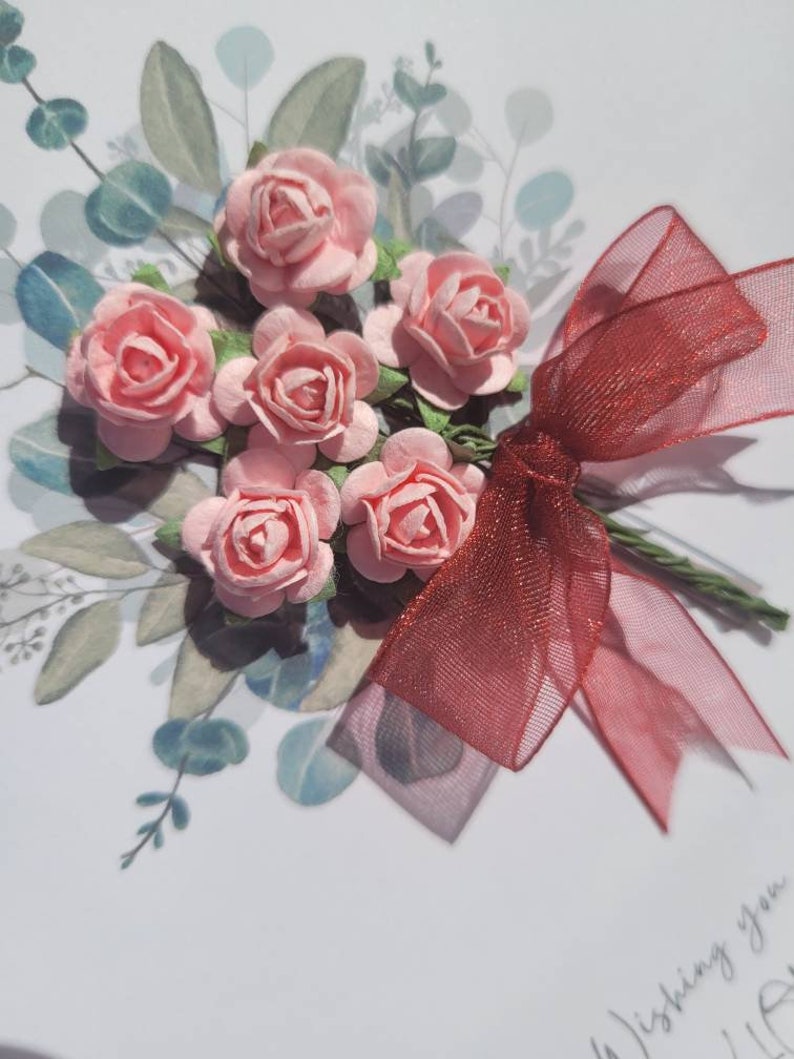 21st Birthday Card, Pink Flower Bouquet, Handmade Paper Flowers - Etsy