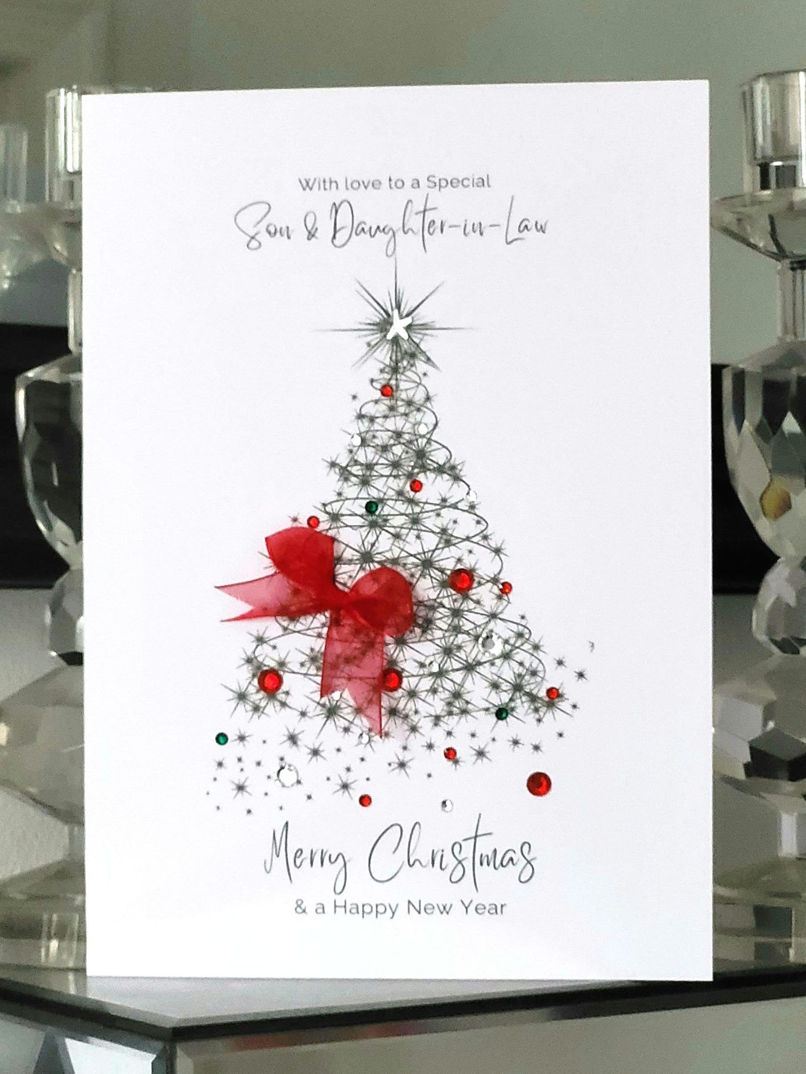 Son & Daughter-in Law Christmas Tree Card, Christmas Card, Son and ...
