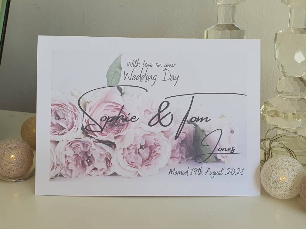 Personalised wedding day card wedding day name and date card | Etsy