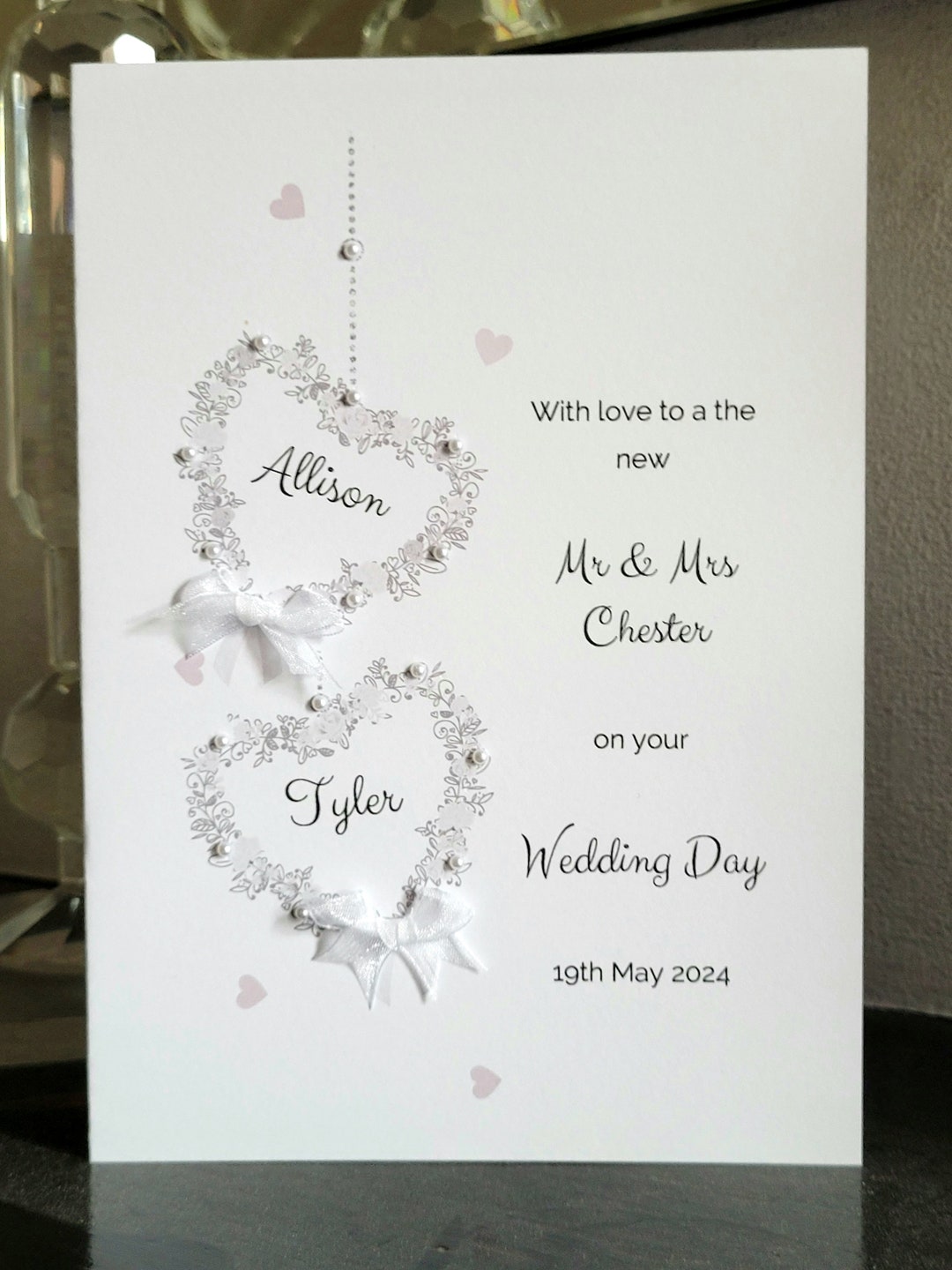 Personalised Wedding Day Card, Wedding Card, Two Hearts Wedding Card ...