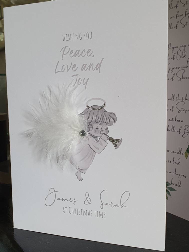 Personalised Angel Christmas Card Angel Christmas Card Merry - Etsy
