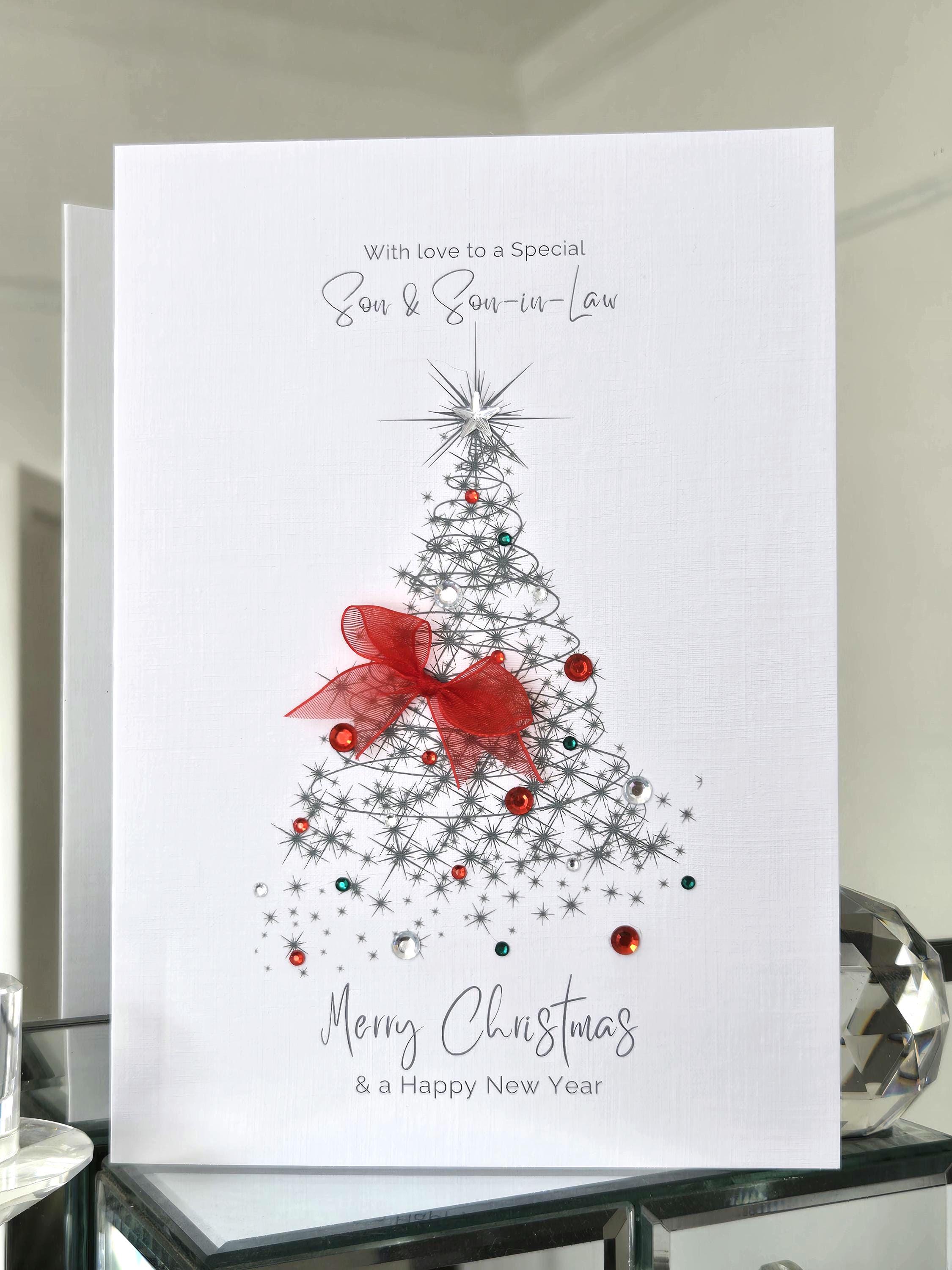 Son & Son-in Law Christmas Tree Card, Christmas Card, Son and Son-in ...