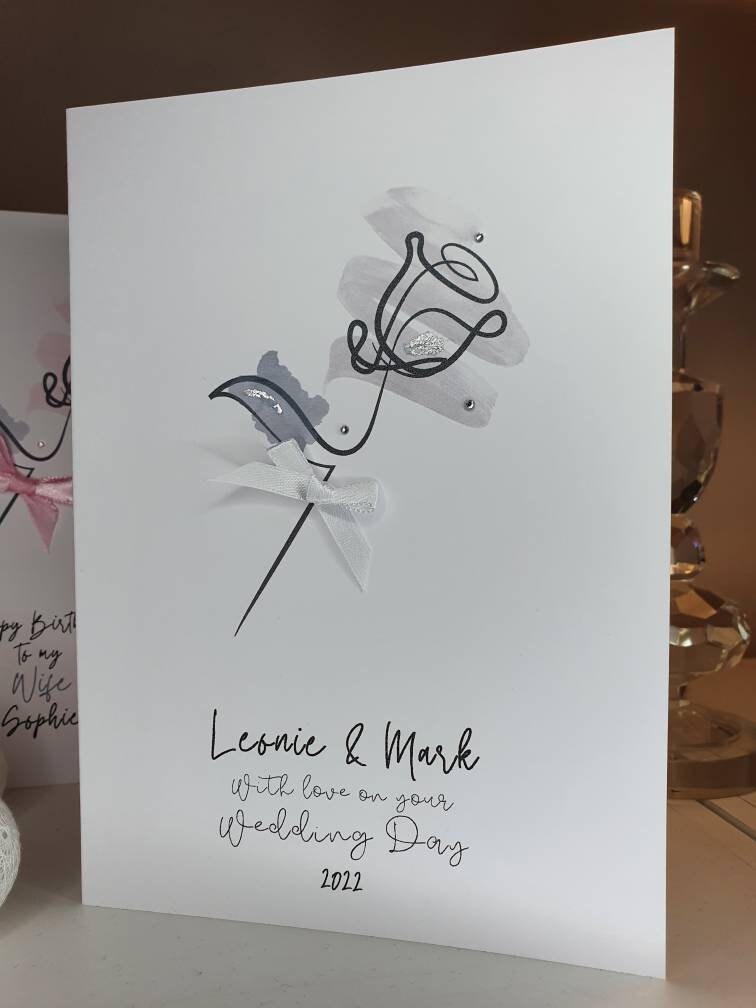 Simple Rose Wedding Card White Rose Wedding Card White - Etsy