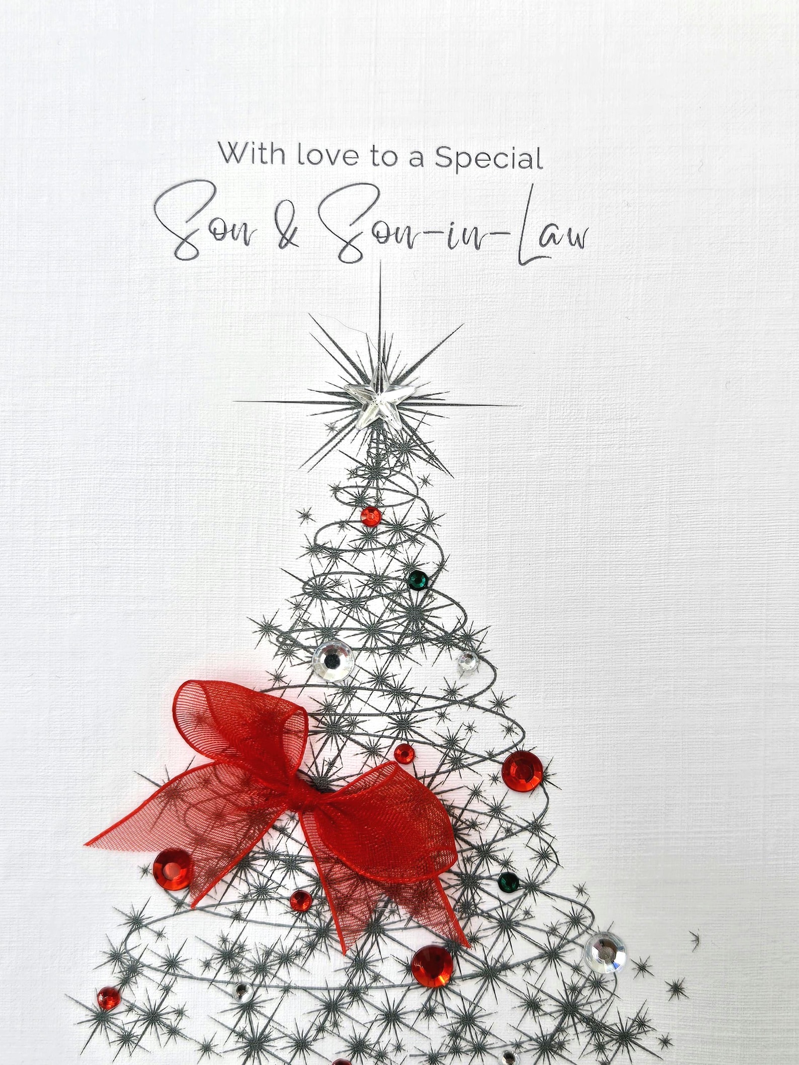 Son & Son-in Law Christmas Tree Card, Christmas Card, Son and Son-in ...