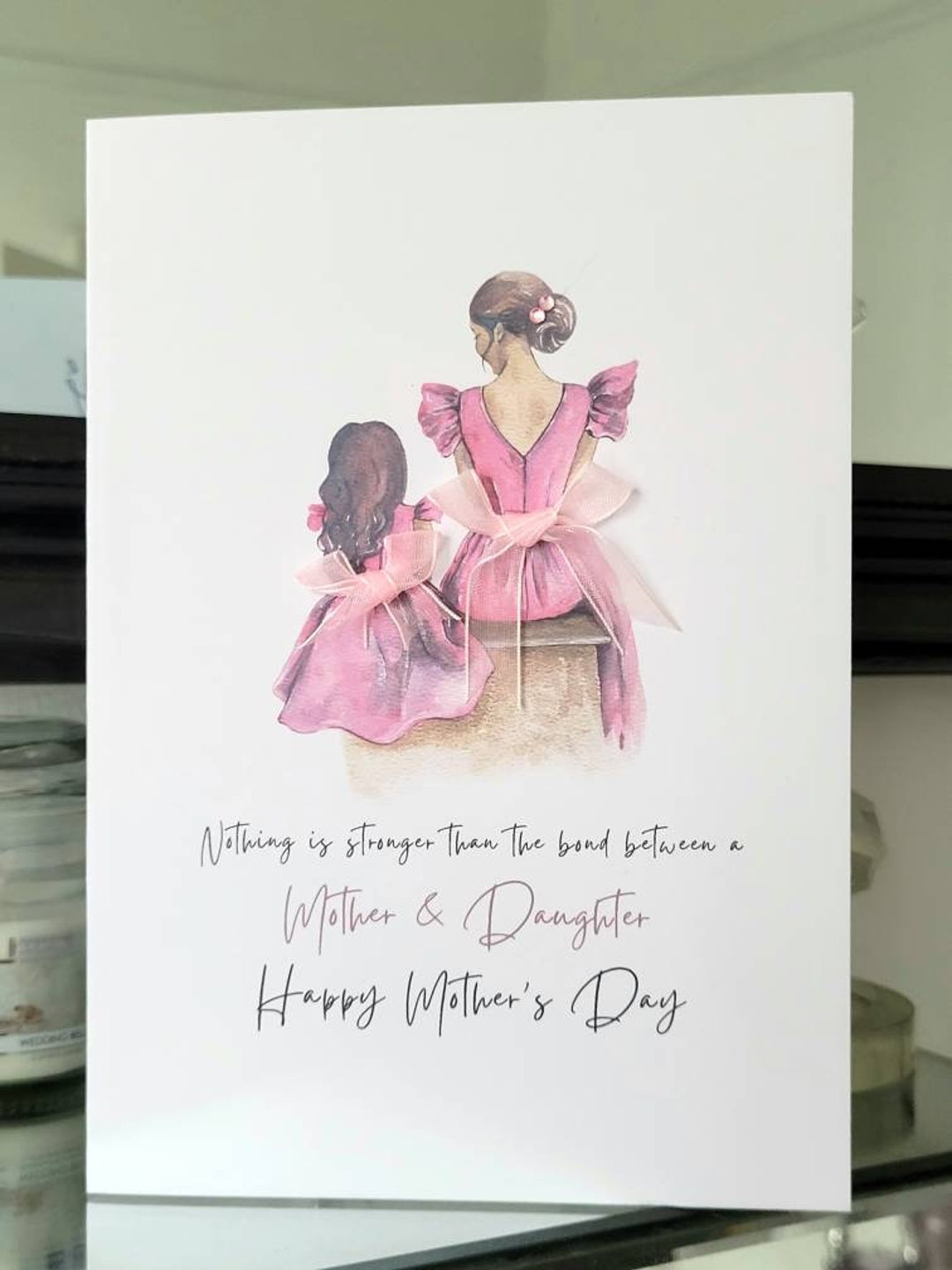 Mother and Daughter Happy Mother's Day Card With Pink Organza Bows - Etsy