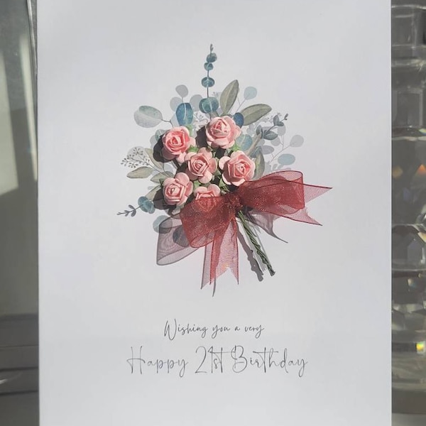 Flower 21st Birthday Card - Etsy