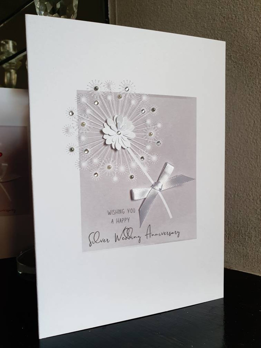 Silver Flower Wedding Anniversary Card, 25th Wedding Anniversary Card ...