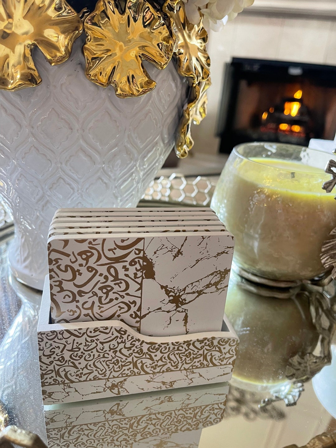 Set of 6 Arabic Design Coasters - Etsy