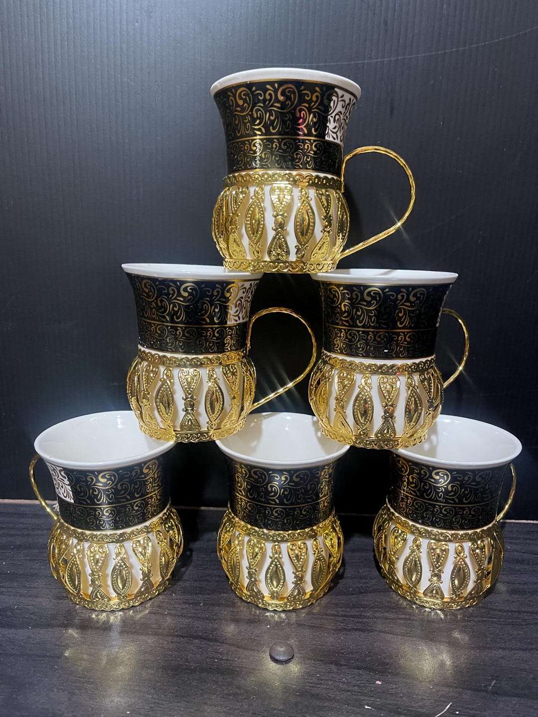 Elegant Gold & Black Tea Set of Six Thermos Not Included - Etsy