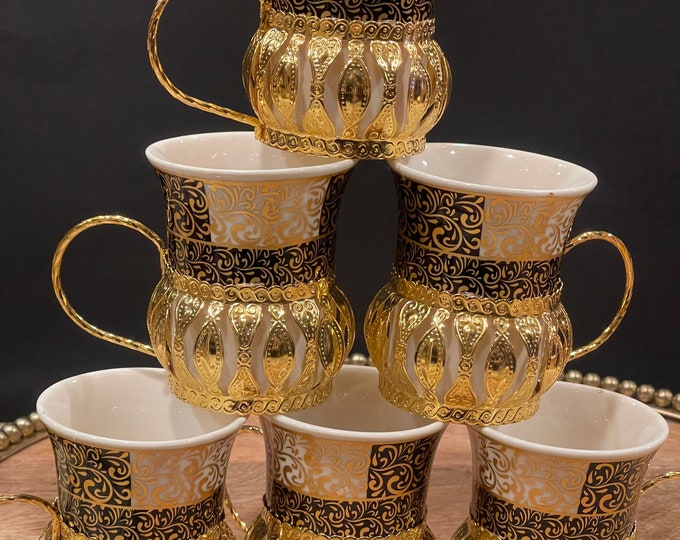 Elegant Gold & Black Tea Set of Six Thermos Not Included - Etsy