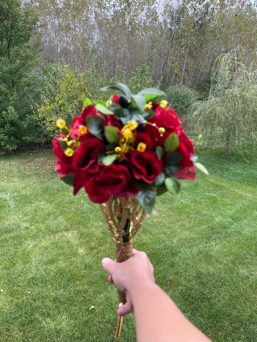 Gold Crystal Henna Flower Bouquet - Etsy