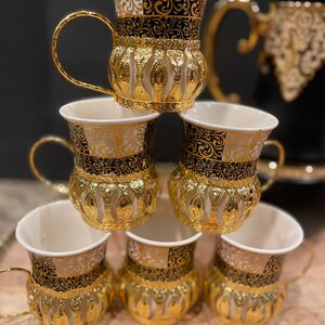 Elegant Gold & Black Tea Set of Six - Etsy