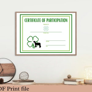 4-H Year End Certificates, Printable 4H Participation Certificate PDF ...