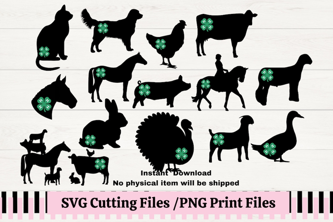 4H Livestock Animals PNG Files for Sublimation or Print, 4H Farm Animal ...