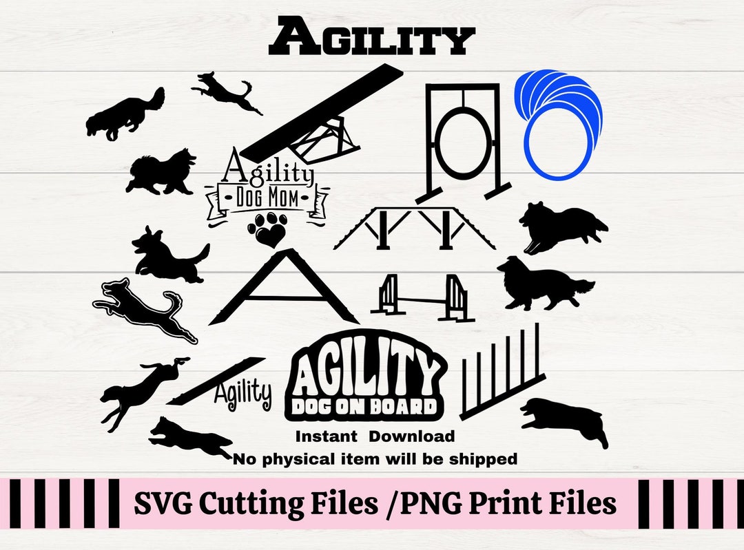 Make Your Own Dog Agility Course SVG/PNG Bundle, 21 Dog Agility ...