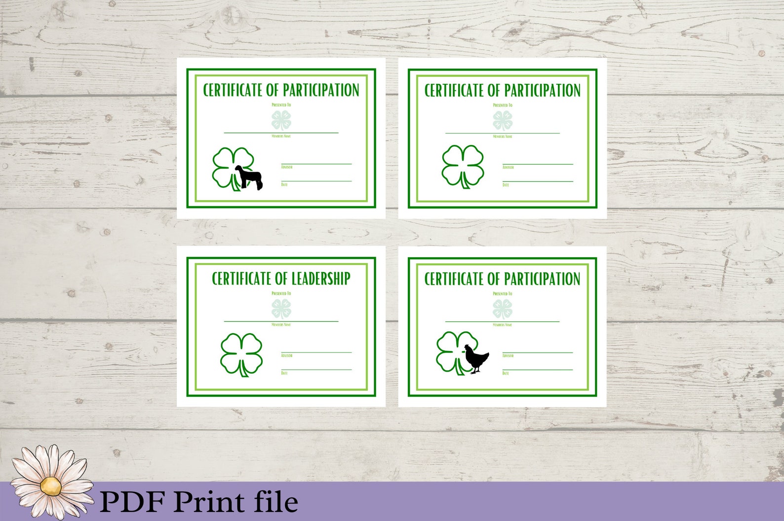 4-H Year End Certificates, Printable 4H Participation Certificate PDF ...