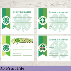 4-H Year End Certificates, Printable 4H Participation Certificate PDF ...