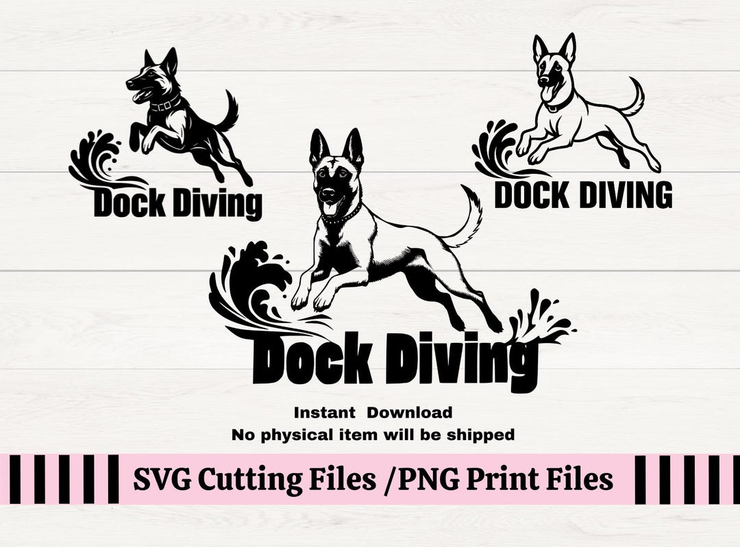 Belgian Malinois Dog Dock Diving SVG for Vinyl Decal, German Shepherd ...