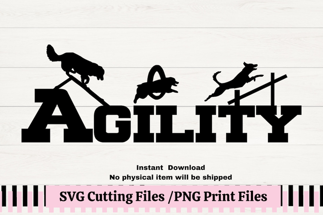 Agility Dog Silhouette SVG, Gift for Dog Trainer PNG, Agility Course ...