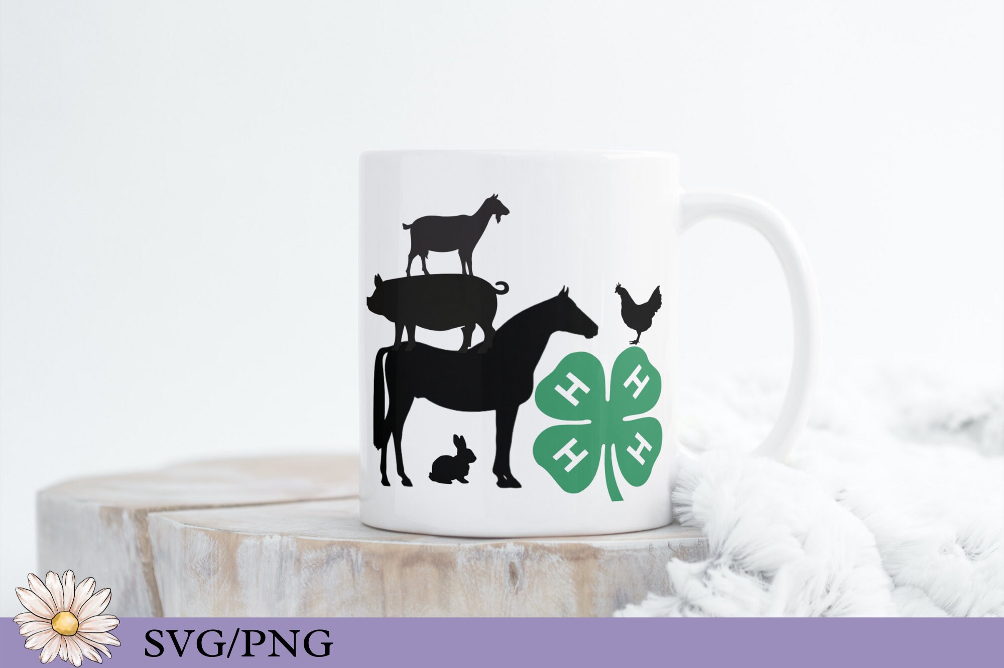 4H Stacked Animals SVG for Decor Pig Rabbit Horse Goat - Etsy