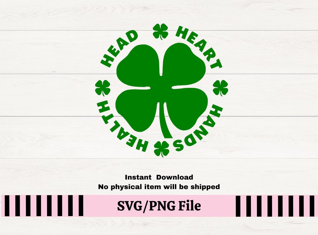 4H Clover Head Heart Hands Health SVG, Clover PNG for 4H T-shirt, 4H ...