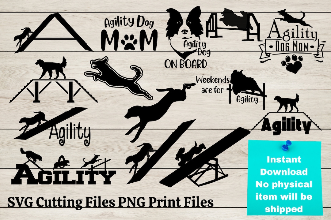 Agility Dog SVG/PNG Bundle, 14 Agility Svg's for Vinyl Car Decal ...