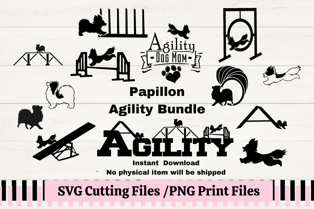 Papillon Agility Dog SVG Bundle, Papillon Agility Course PNG, Gift for ...