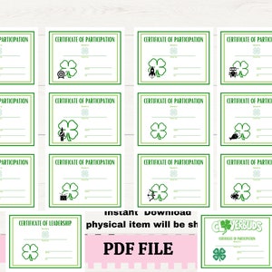 Printable 4-H Year End Project Certificates, Printable 4H Participation ...