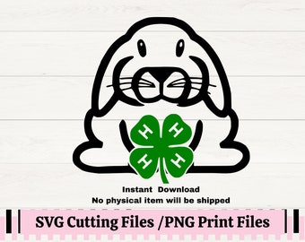 4H Clover SVG for Decals, 4H Rabbit Showmanship Svg for T-shirt, 4H ...