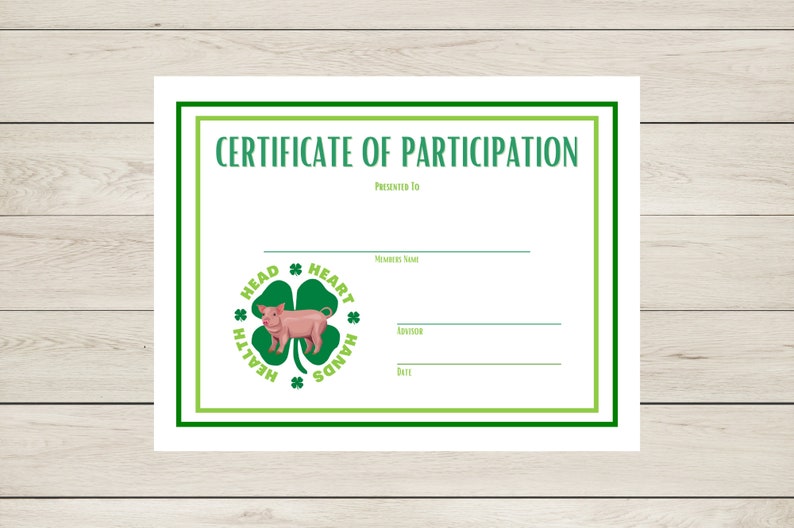 Printable 4-H End of Year Recognition Printable Certificates - Etsy
