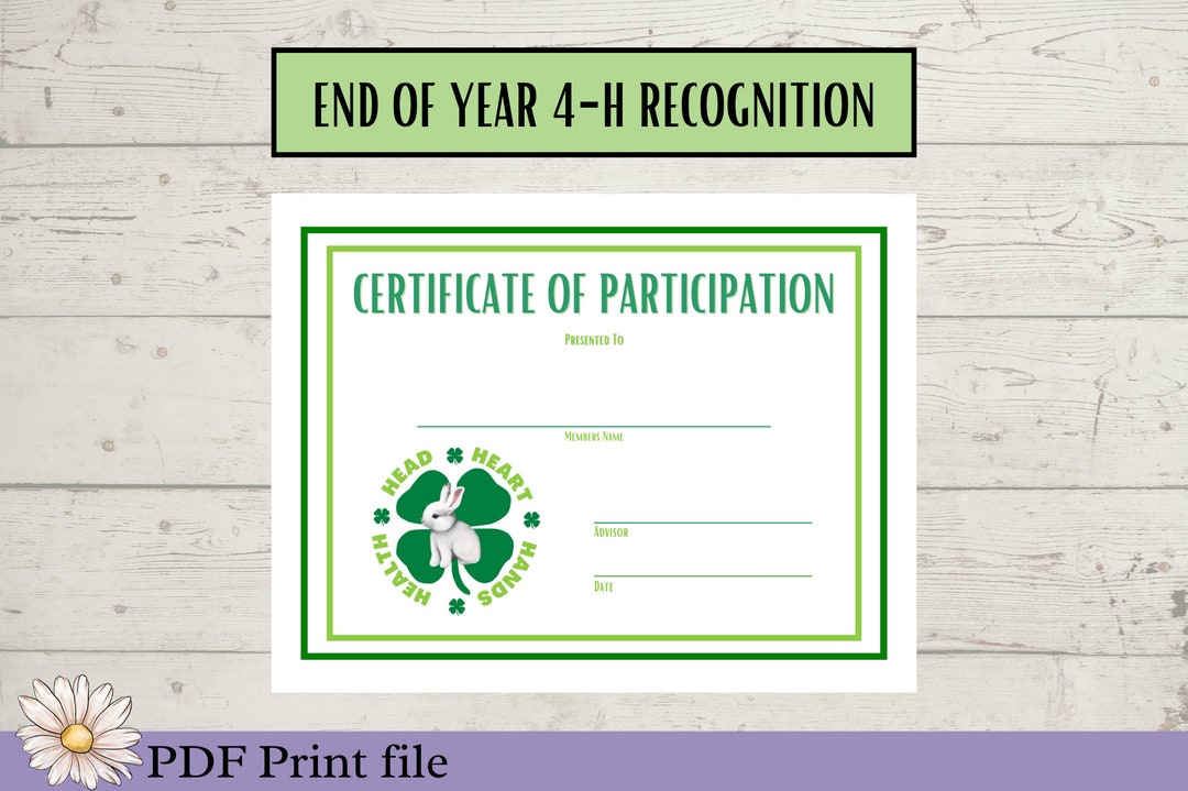 Printable 4-H End of Year Recognition, Printable Certificates for 4H ...
