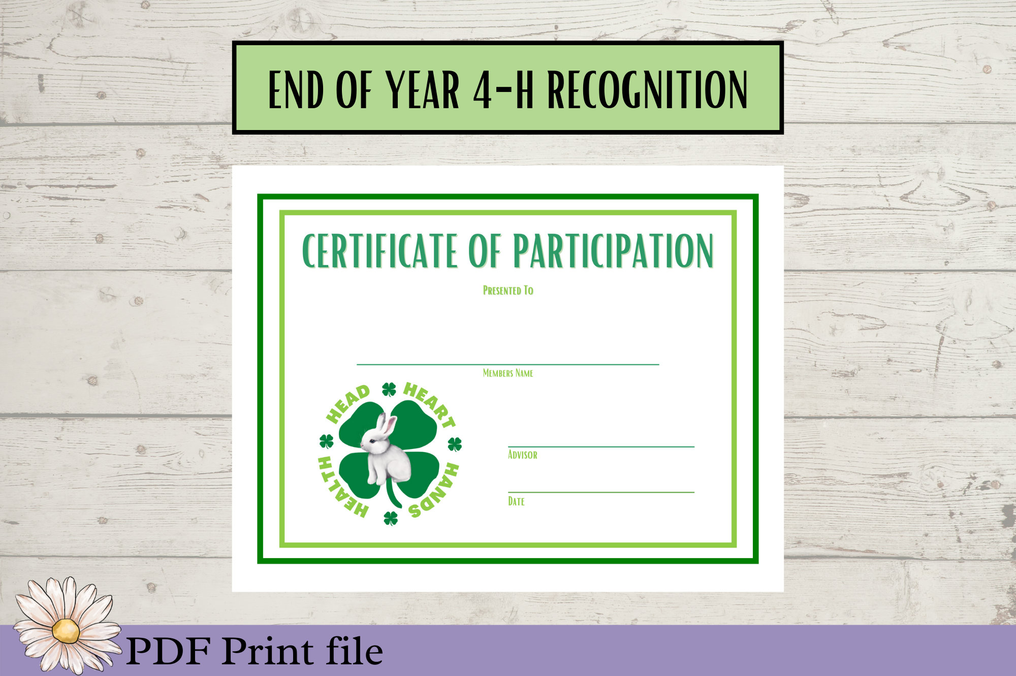 Printable 4-H End of Year Recognition Printable Certificates - Etsy