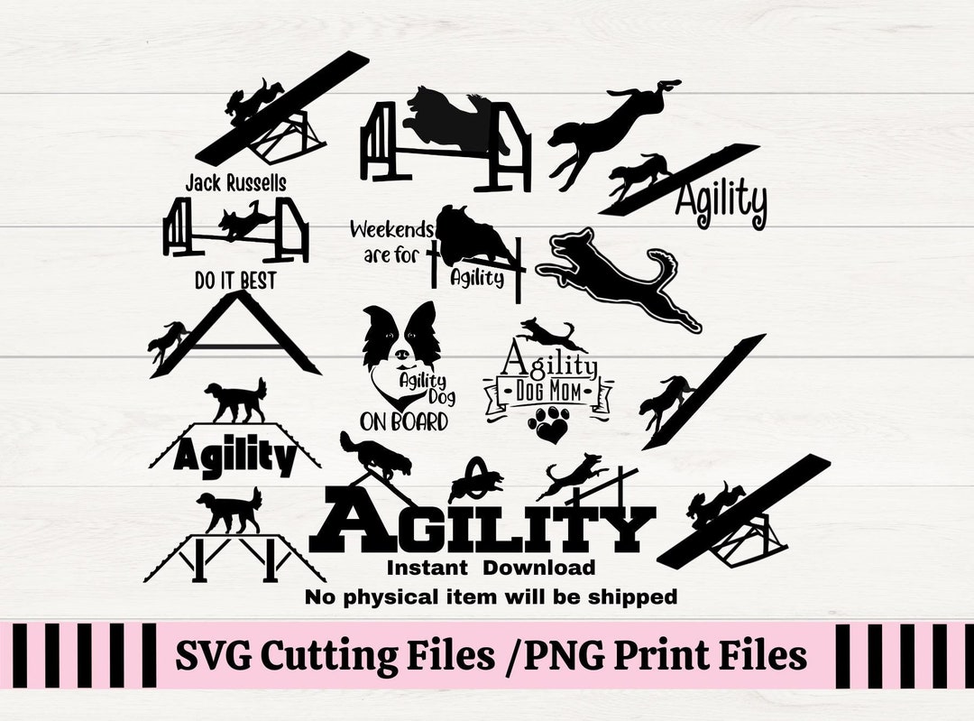 Agility Dog SVG/PNG Bundle, 14 Agility Svg's for Vinyl Car Decal ...