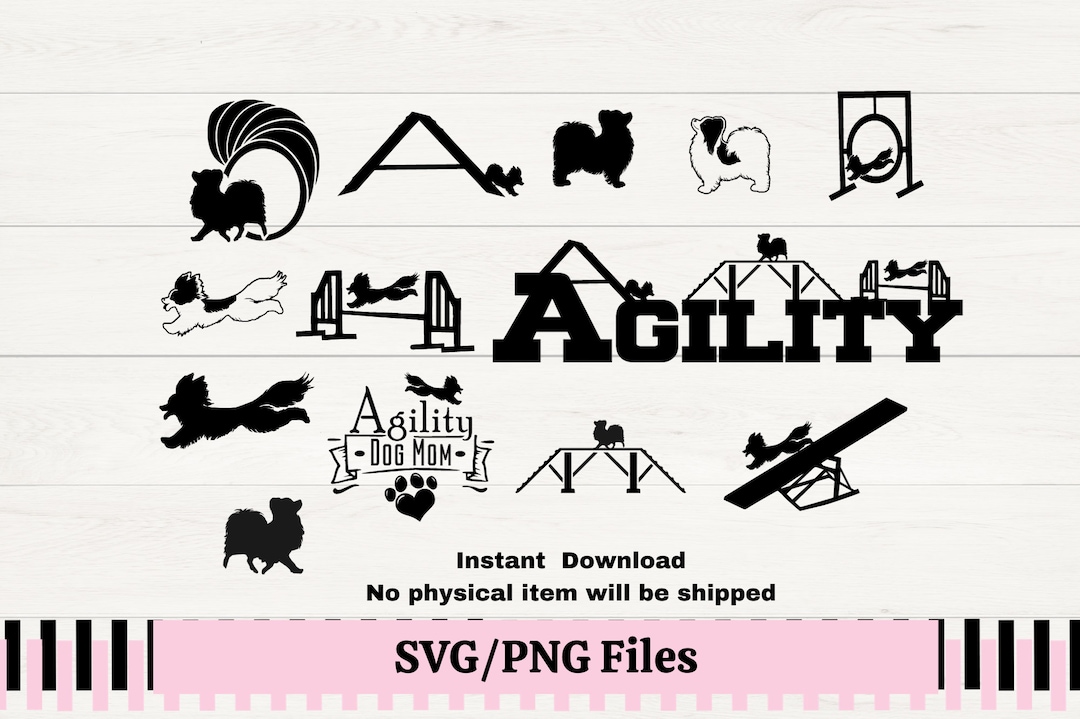 Papillon Agility Dog SVG Bundle, Papillon Agility Course PNG, Gift for ...