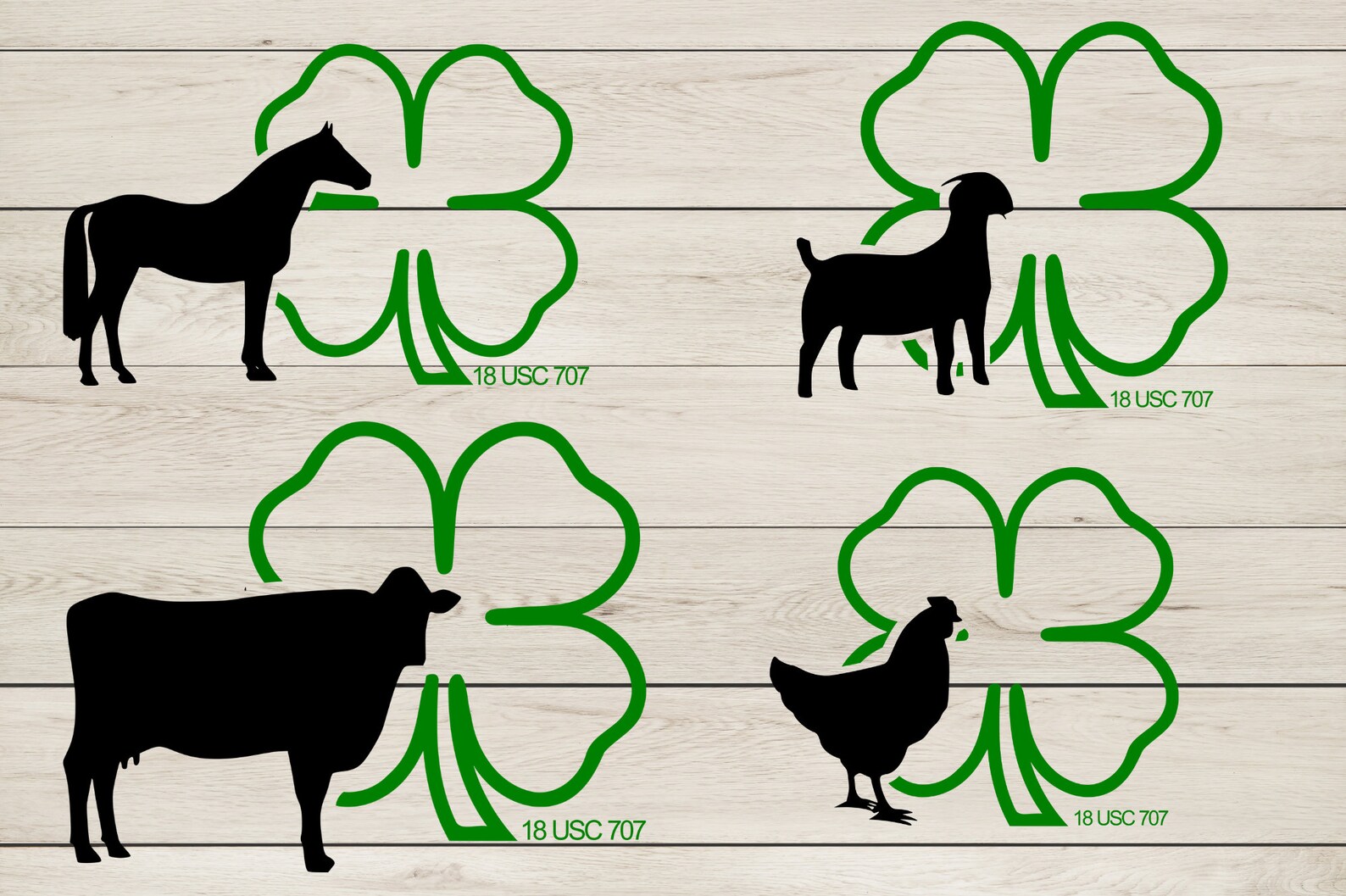 4H Clover SVG for Decals, 4H Showmanship, Swine, Poultry, Rabbit, Dairy ...