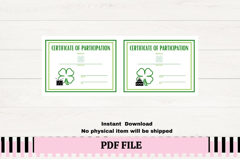 Printable 4-H Participation Certificates, End of Year Awards (PDF) - Etsy