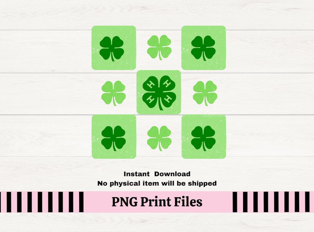 4-H Clover Pattern PNG, 4H T-shirt Design for Club Shirts, Seamless ...