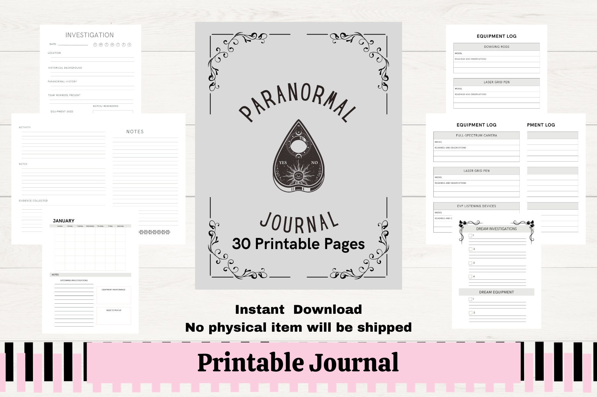 Paranormal Investigation Printable Journal, 30 Page PDF Print at Home ...