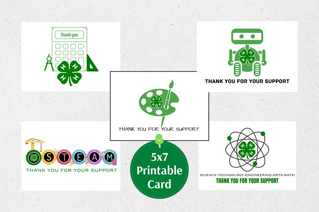 Printable 4H STEAM Thank You Card Template, 5x7 Print at Home STEM ...