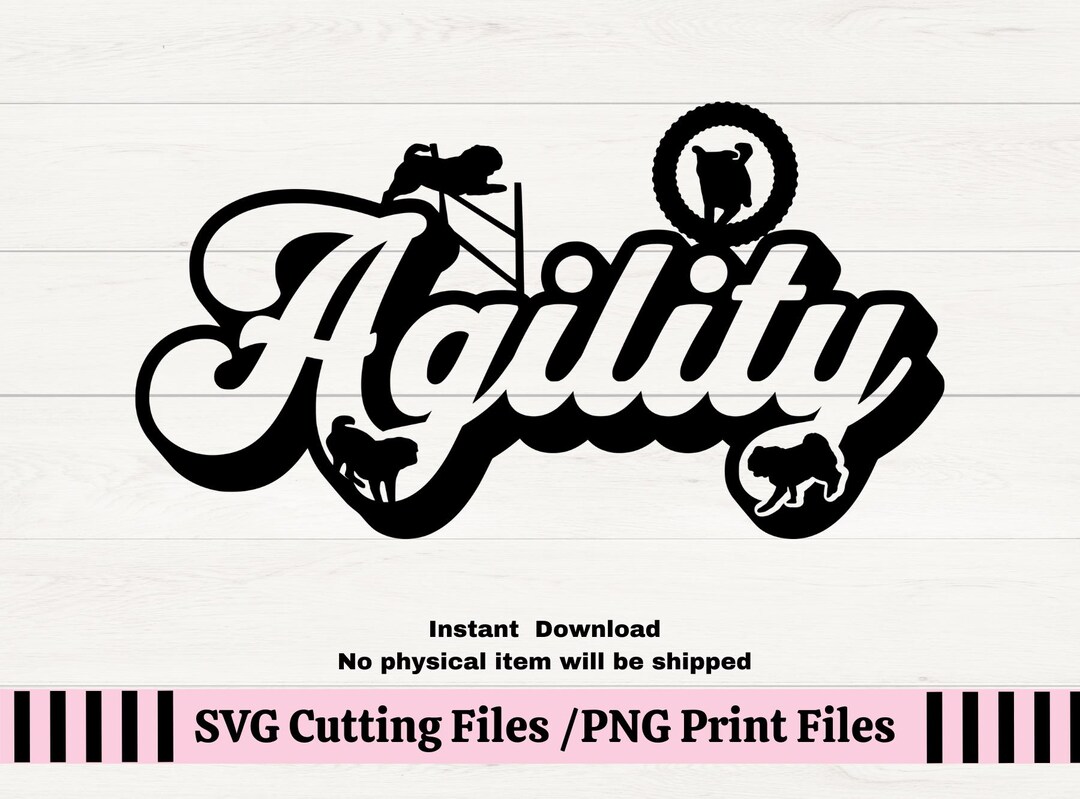 Pug Agility Dog SVG for Vinyl Car Decals, Gift for Agility Dog Lover ...