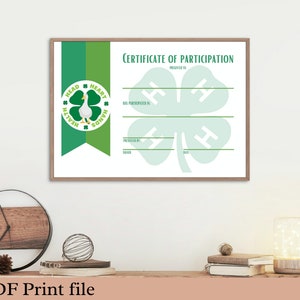 4-H Year End Certificates, Printable 4H Participation Certificate PDF ...